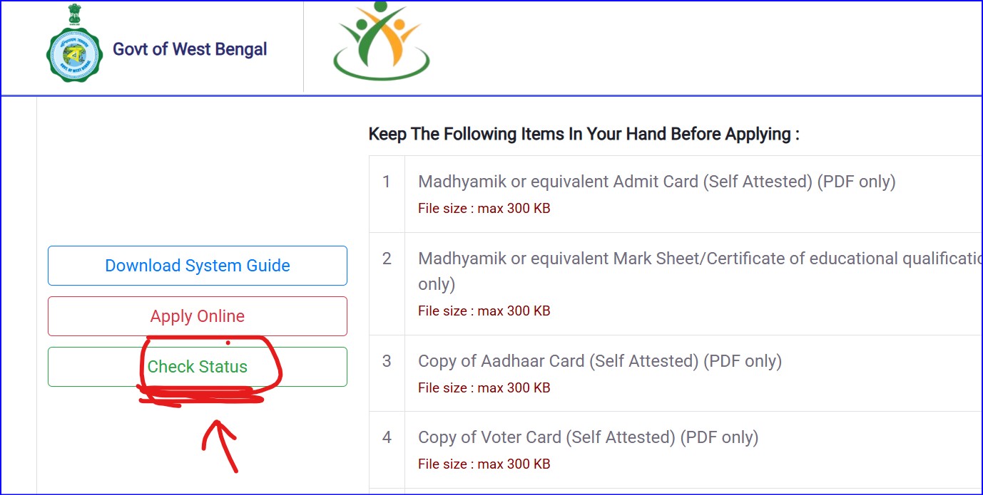 Apas WB gov in Status Check Yuba Sathi - Yuva Sathi